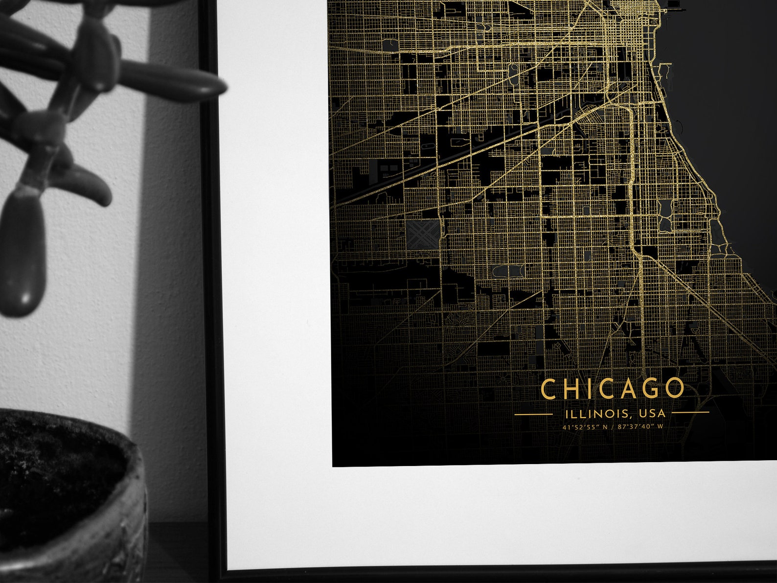 Chicago Map Chicago Map Poster Chicago Gold Map Poster | Etsy