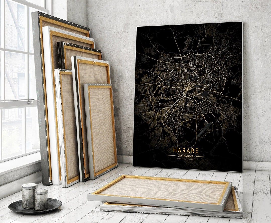 Harare Gold Map Poster, Harare City Poster, Harare Map Printable ...