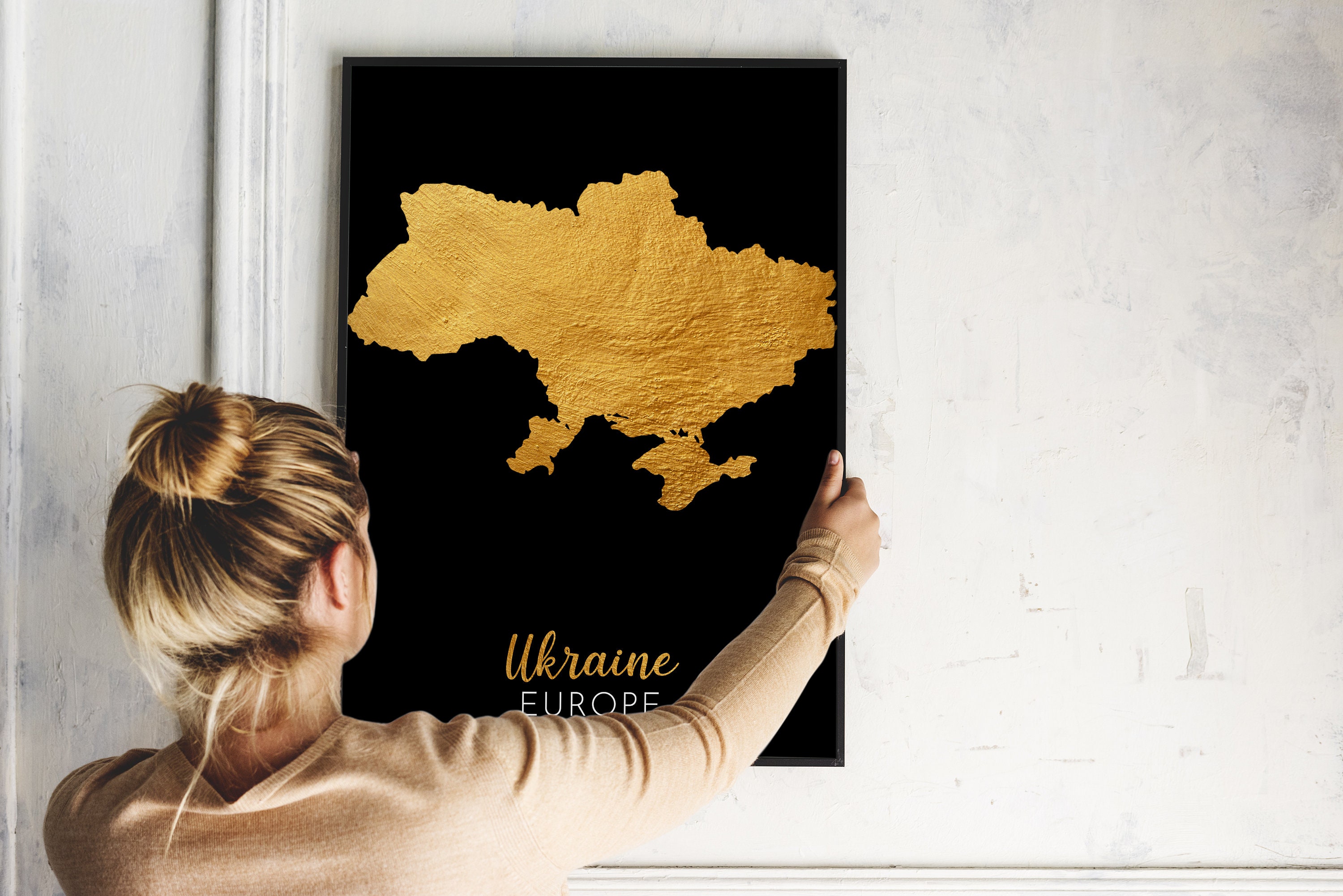 Ukraine Gold Map Poster We Stand With Ukraine Sign Ukraine | Etsy