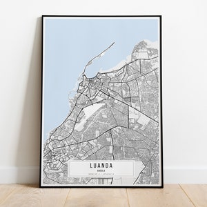 Luanda Map Poster, Luanda City Map Poster, Luanda Map Sign, Angola Map Poster, Luanda Poster ...