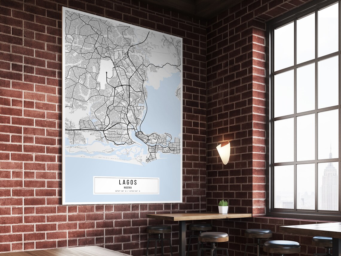 Lagos Map Poster Lagos City Map Poster Lagos City Sign | Etsy