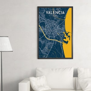 Valencia Blue Map Poster, Valencia City Blue Map Poster, Valencia City ...