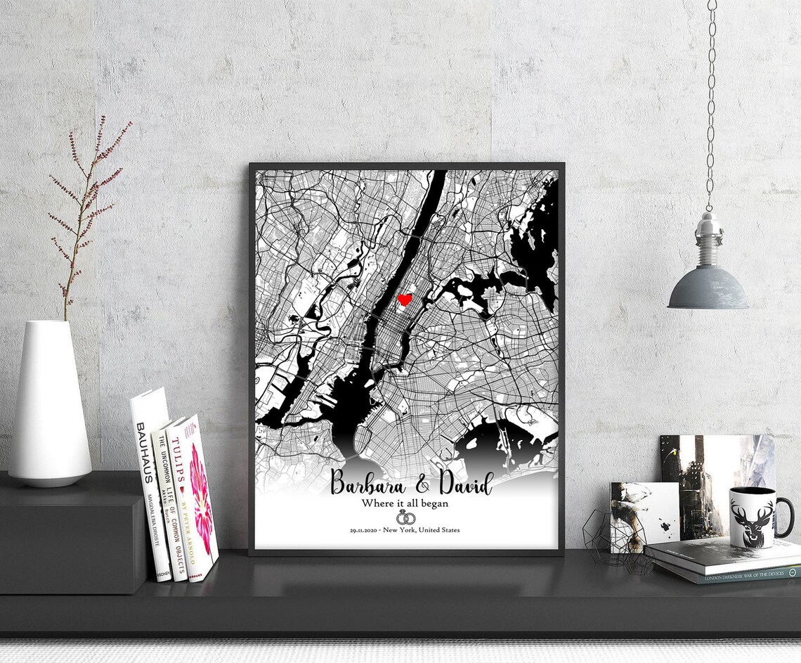 Where We Met Map Poster, Anniversary Gift, Love Map, Wo Alles Begann ...