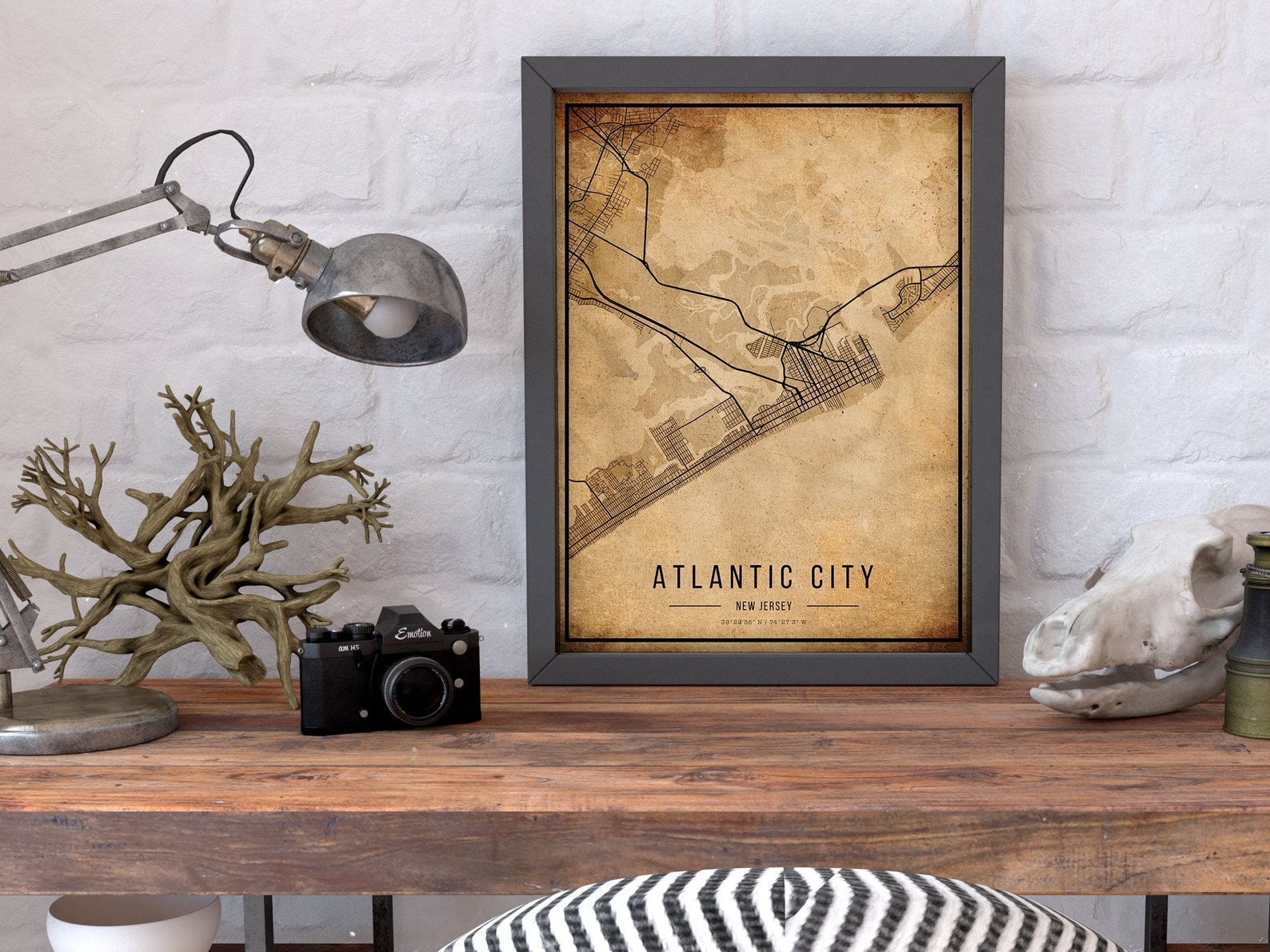 Atlantic City Vintage Map Poster Atlantic City Decor | Etsy