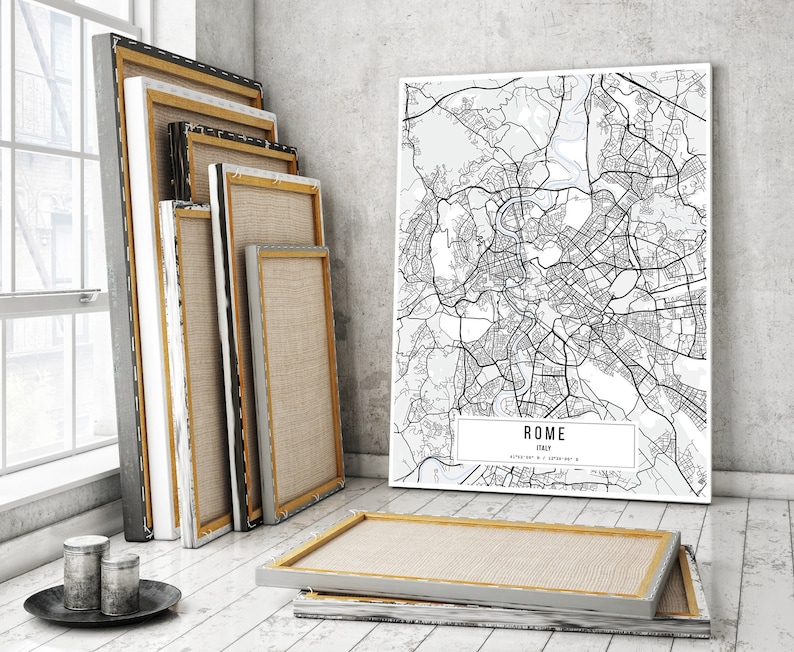 Rome White Map Poster Rome City Map Poster Rome Classic City | Etsy
