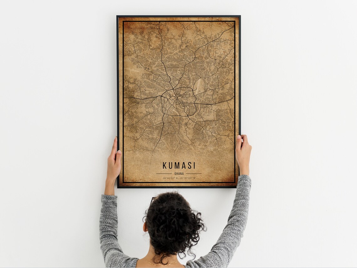 Kumasi Vintage Map Poster Kumasi Old Map Grunge Kumasi Map - Etsy