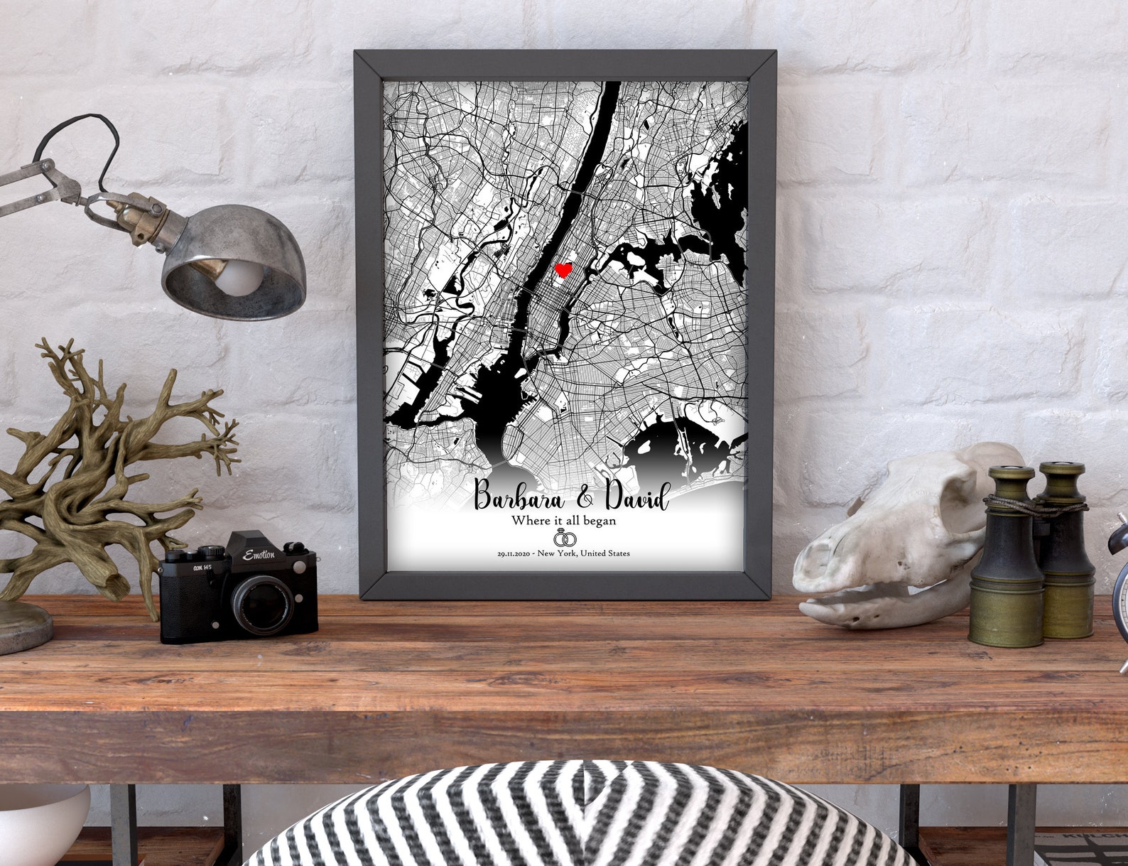 Where We Met Map Poster, Anniversary Gift, Love Map, Wo Alles Begann ...
