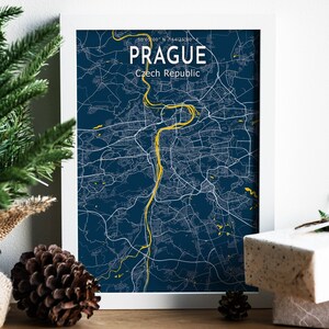 Prague Blue Map Poster, Prague City Blue Map Poster, Prague City Sign ...