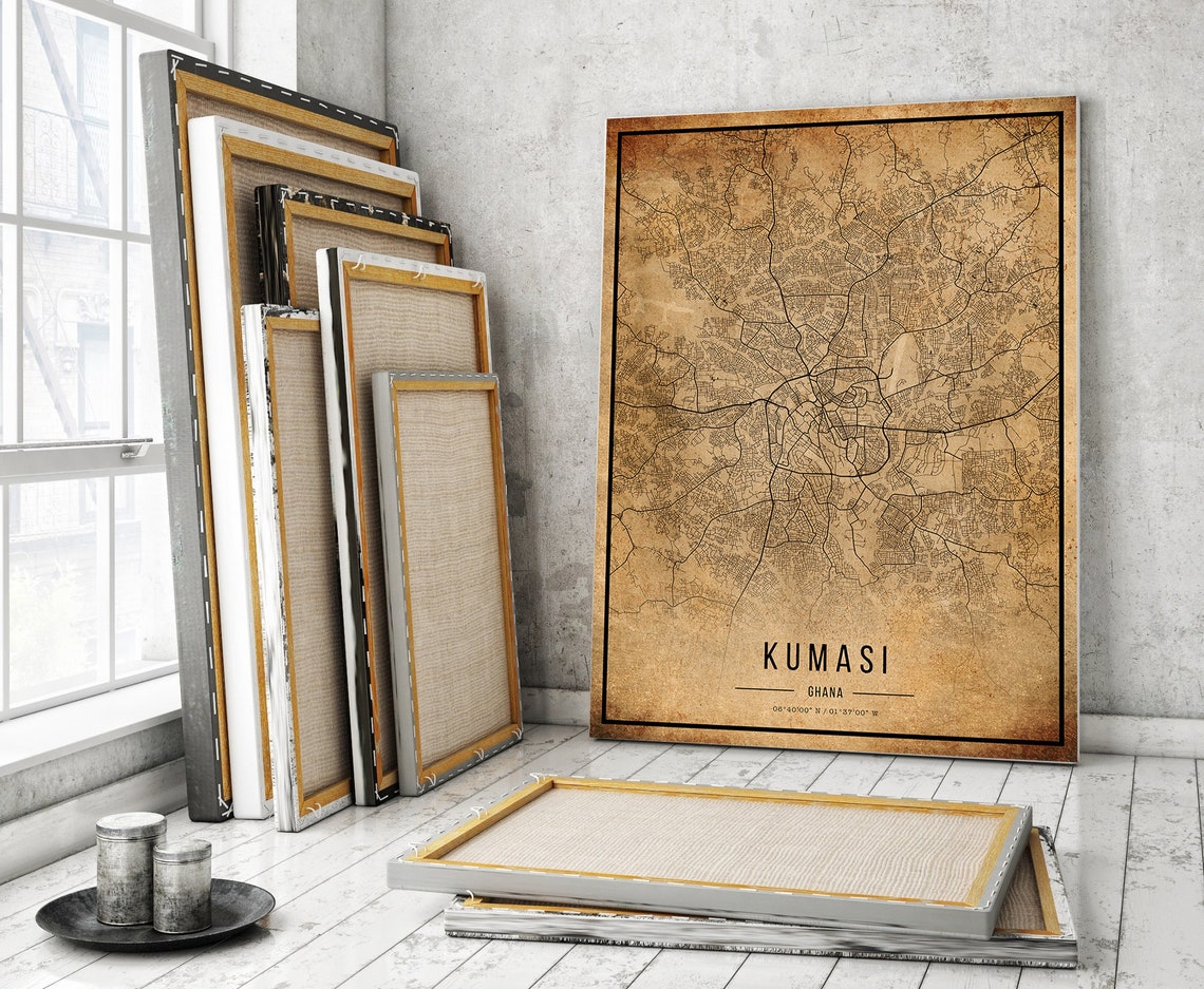 Kumasi Vintage Map Poster Kumasi Old Map Grunge Kumasi Map - Etsy