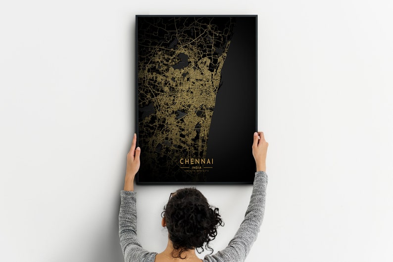 Chennai Custom Map Poster Chennai City Poster Chennai Map - Etsy
