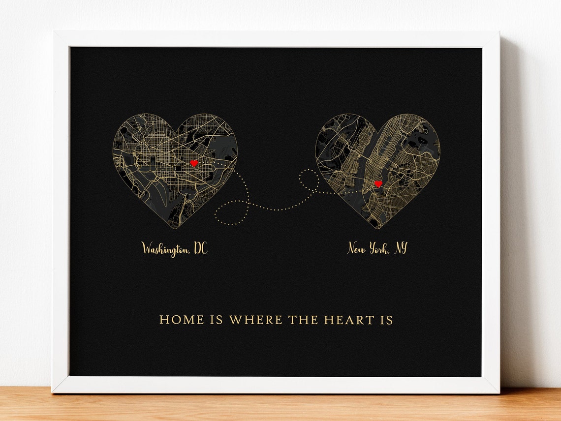 Long Distance Gift Heart Map Love Card Going Away Gift | Etsy