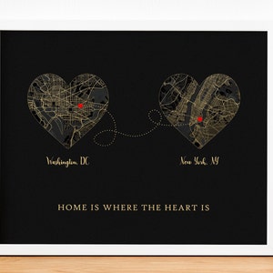 Long Distance Gift, Heart Map, Love Card, Going Away Gift, Custom ...