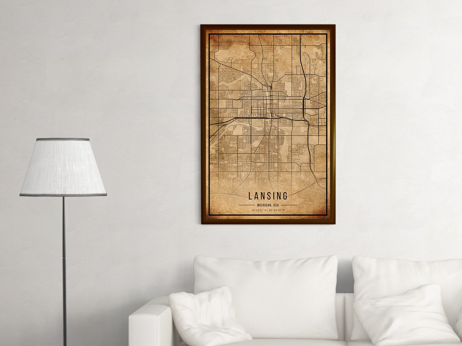 Lansing Vintage Map Poster Lansing Old Map Grunge Lansing - Etsy