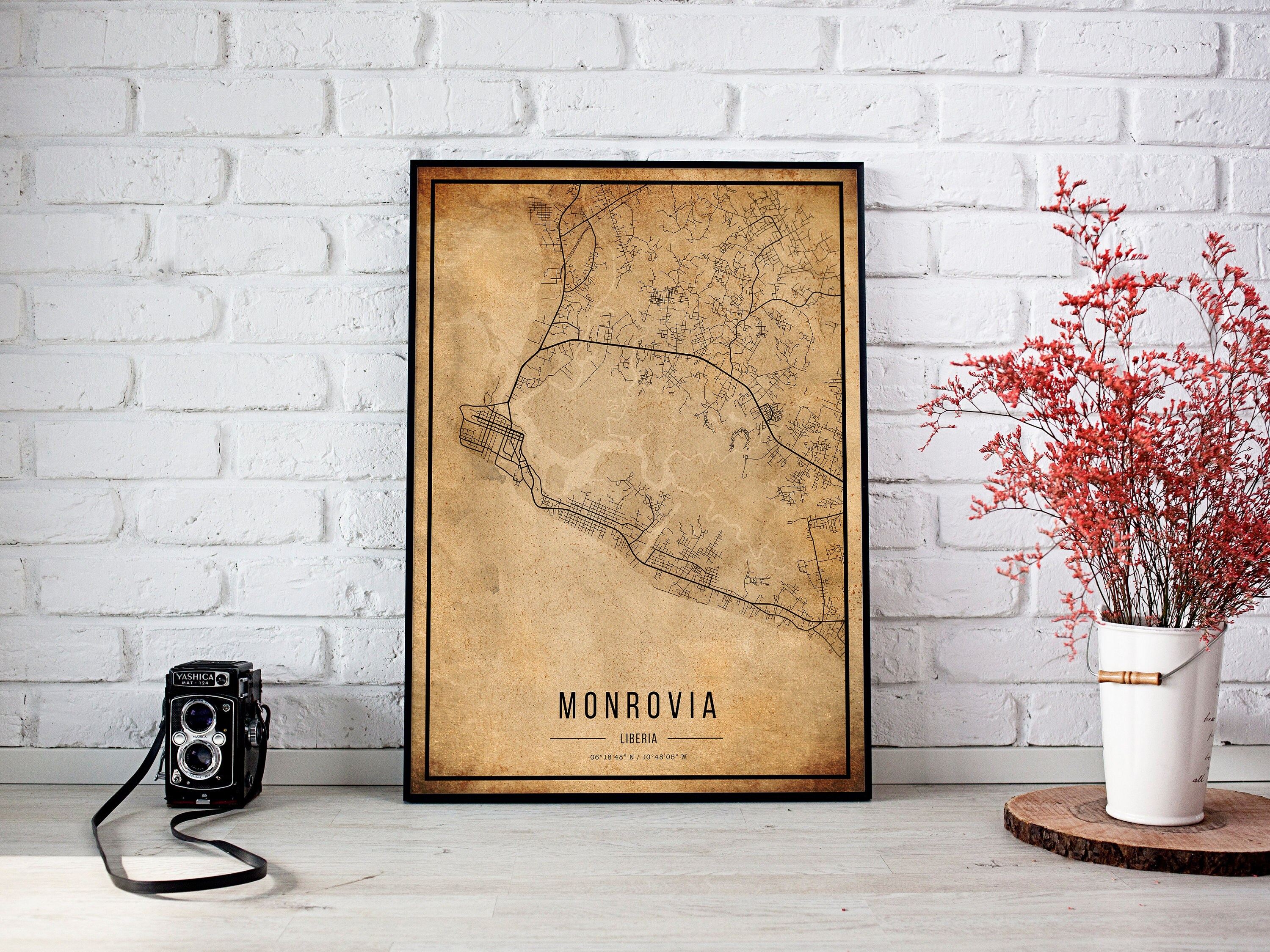Monrovia Vintage Map Poster Monrovia Old Map Grunge Monrovia - Etsy