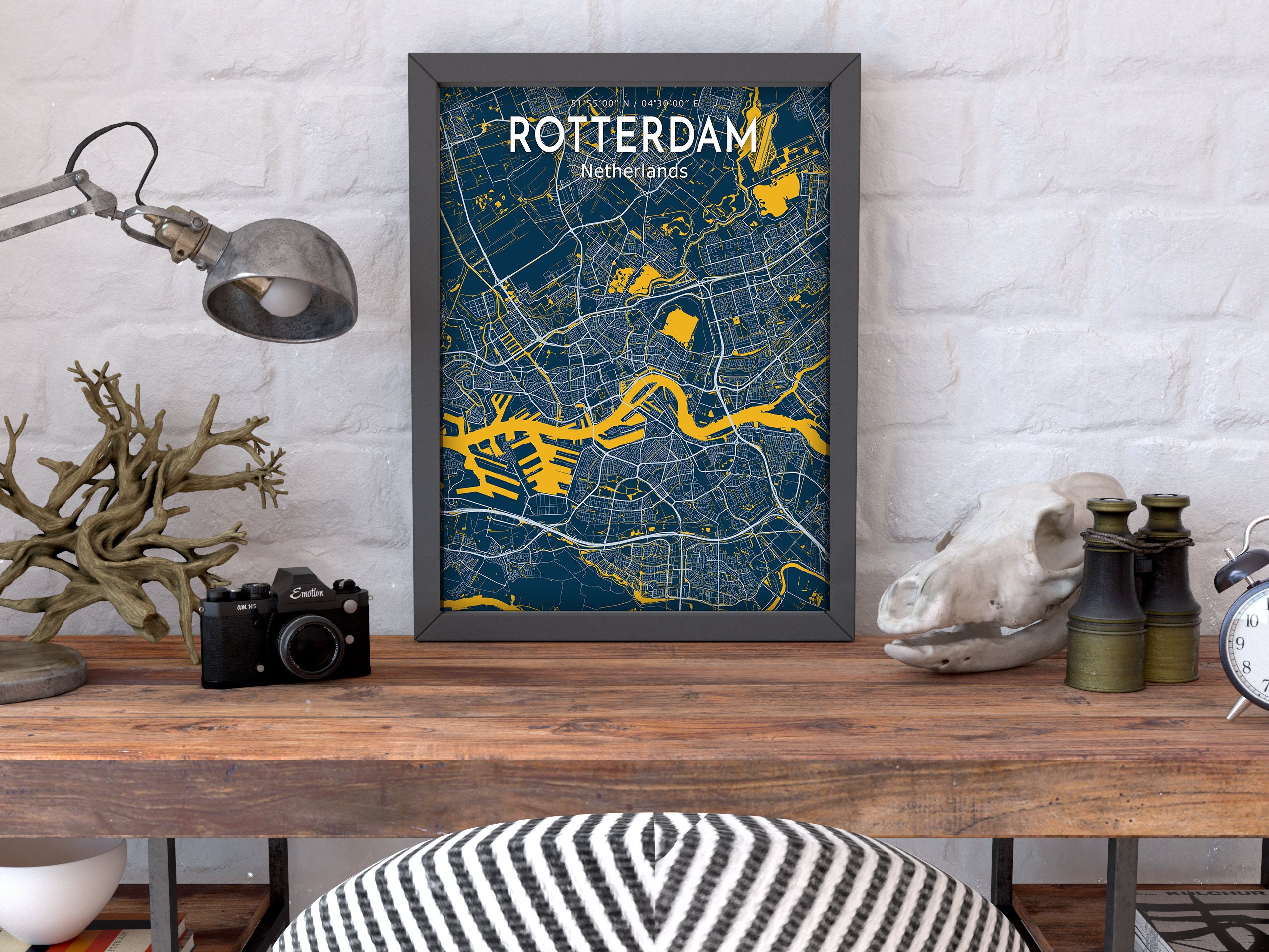 Rotterdam Blue Map Poster Rotterdam City Blue Map Poster | Etsy