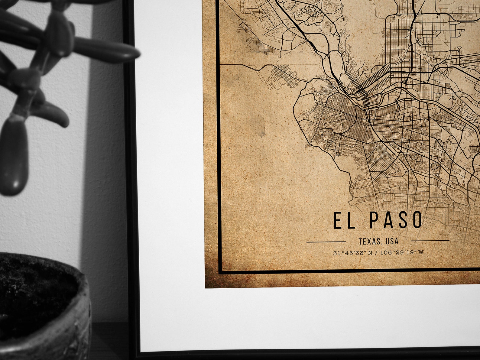 El Paso Vintage Map Poster El Paso Old Map Grunge El Paso | Etsy