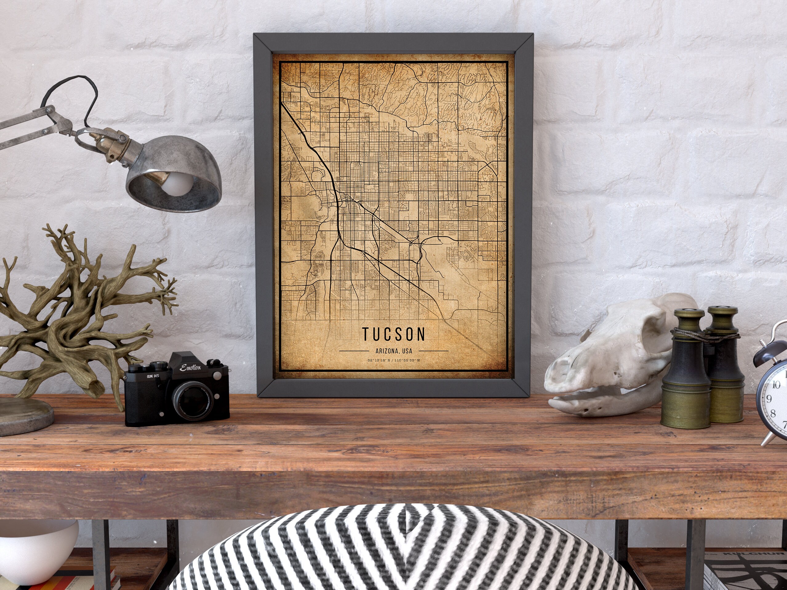 Tucson Vintage Map Poster Tucson Old Map Grunge Tucson Map | Etsy