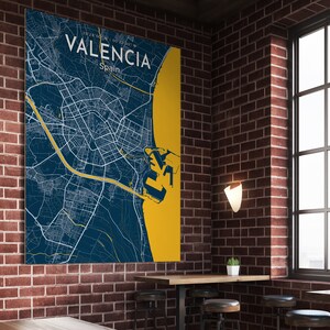 Valencia Blue Map Poster, Valencia City Blue Map Poster, Valencia City ...