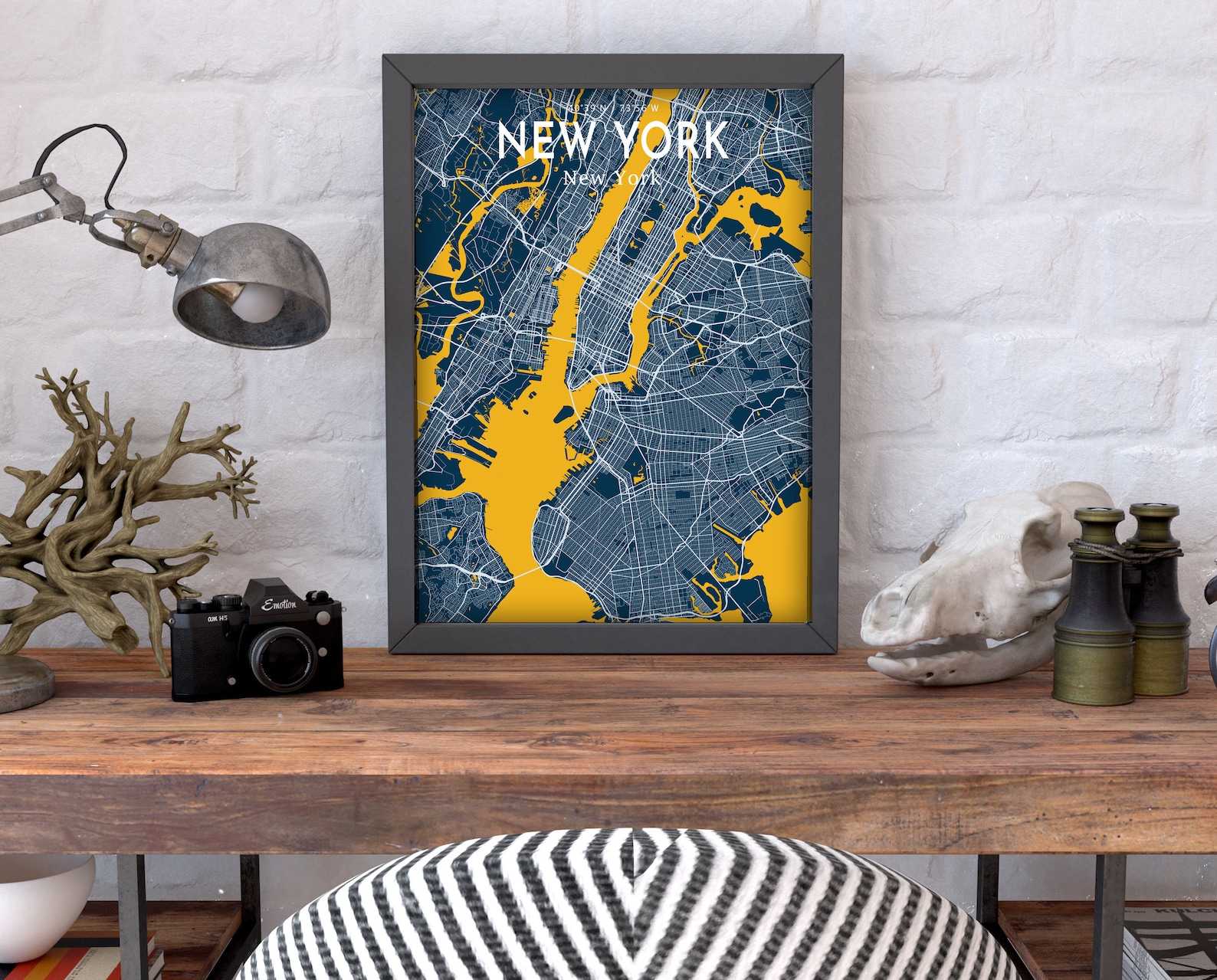 New York Map New York Map Poster New York Blue Map Poster | Etsy