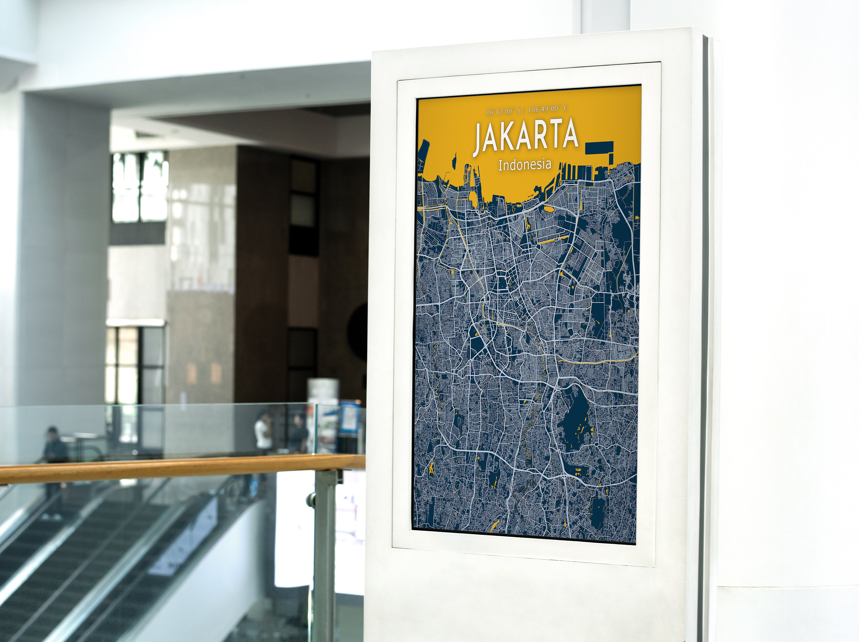 Jakarta Blue Map Poster Jakarta City Modern Map Print | Etsy