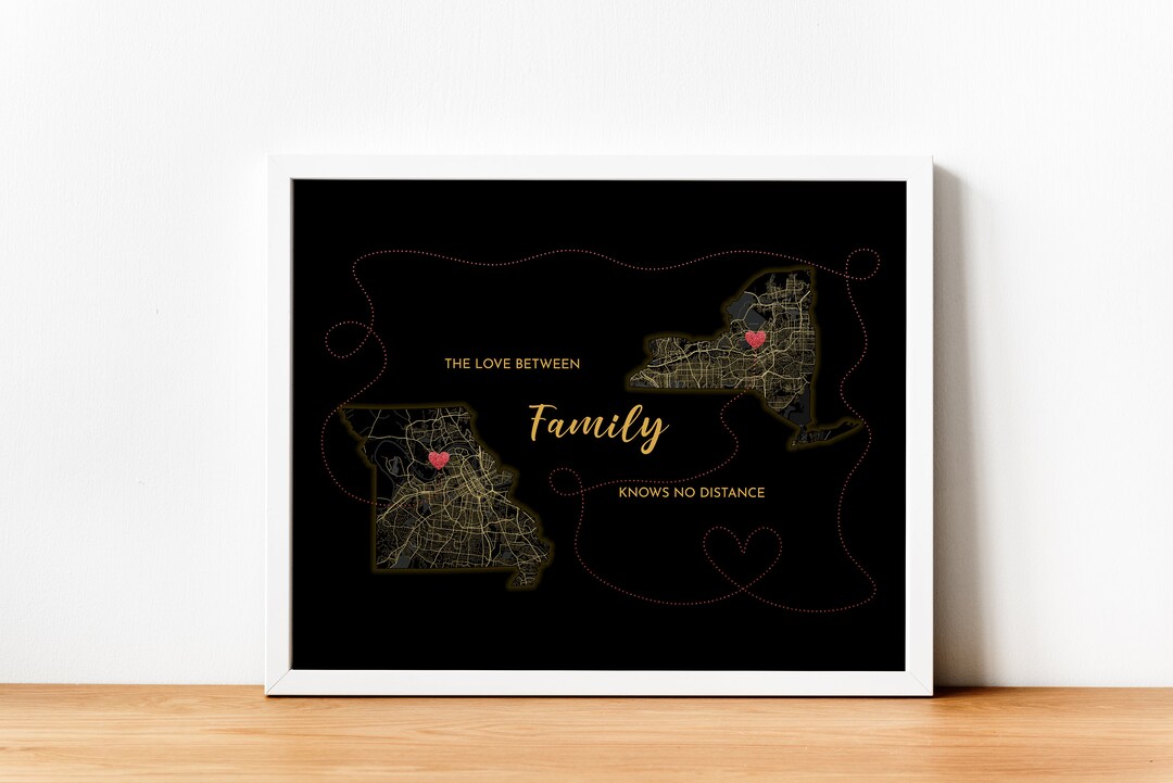 Custom State Map Print: Long Distance Family Gift - Etsy