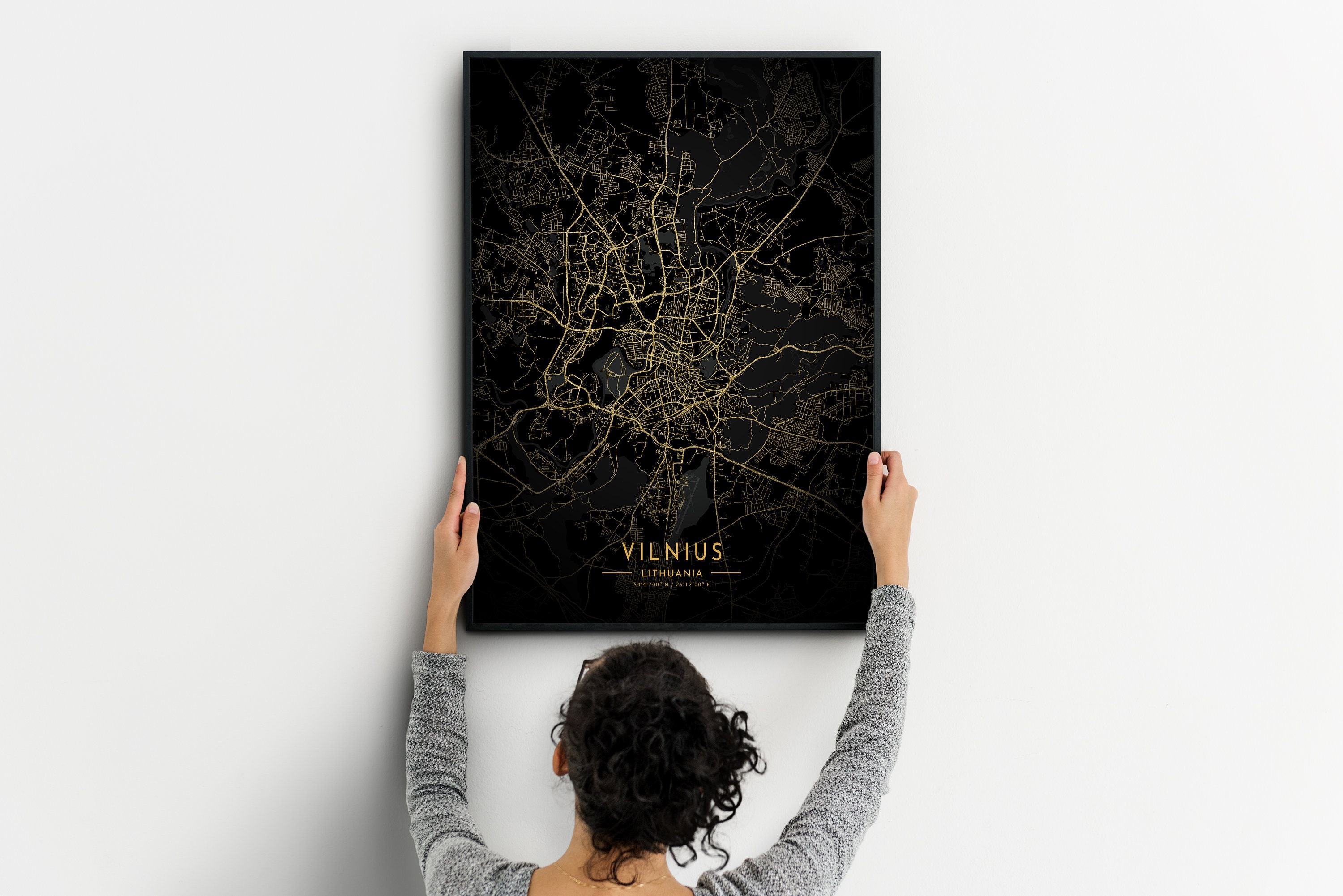 Vilnius Map Poster: Gold City Map of Lithuania - Etsy