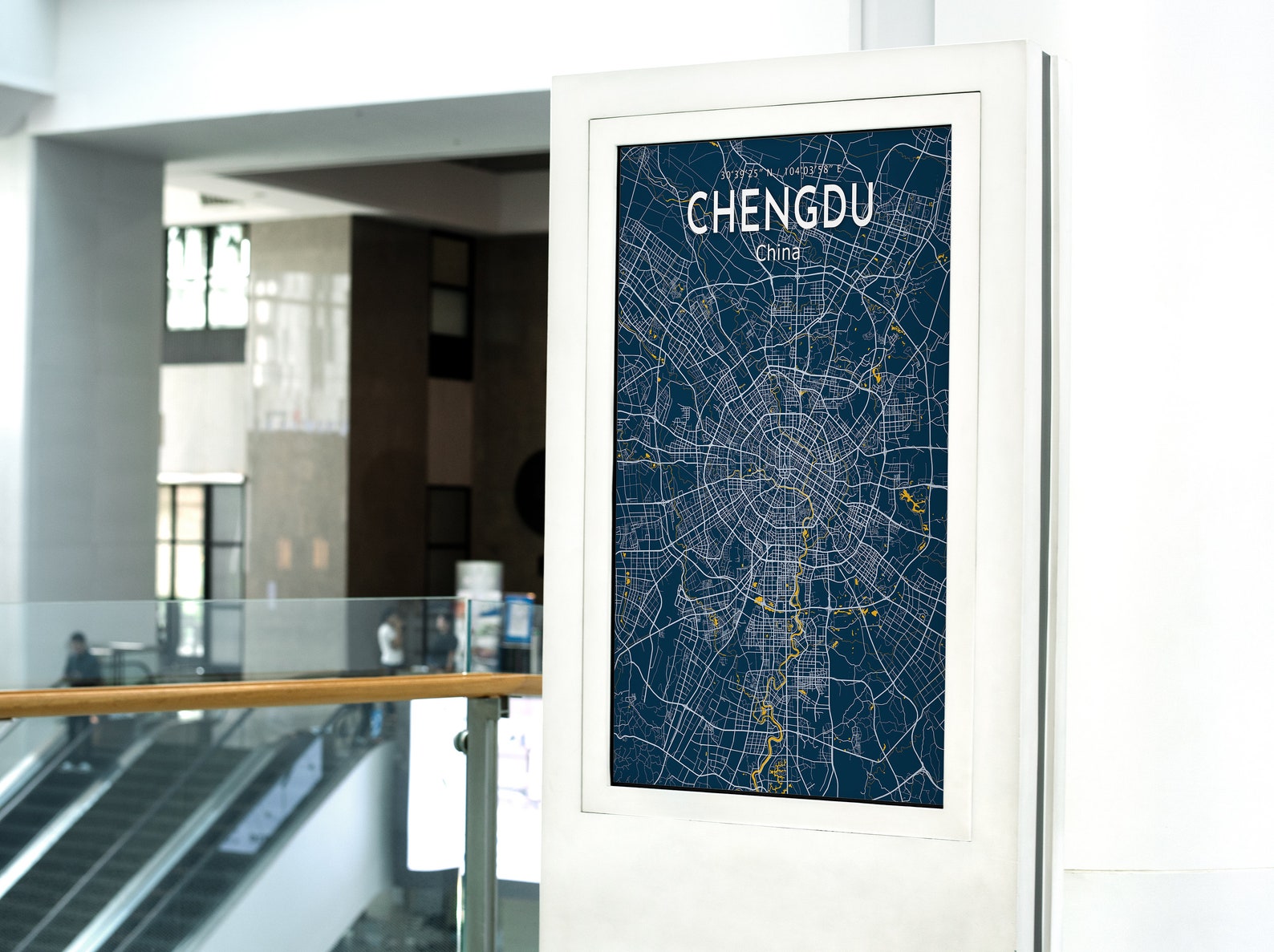 Chengdu Blue Map Poster Chengdu City Modern Map Print - Etsy