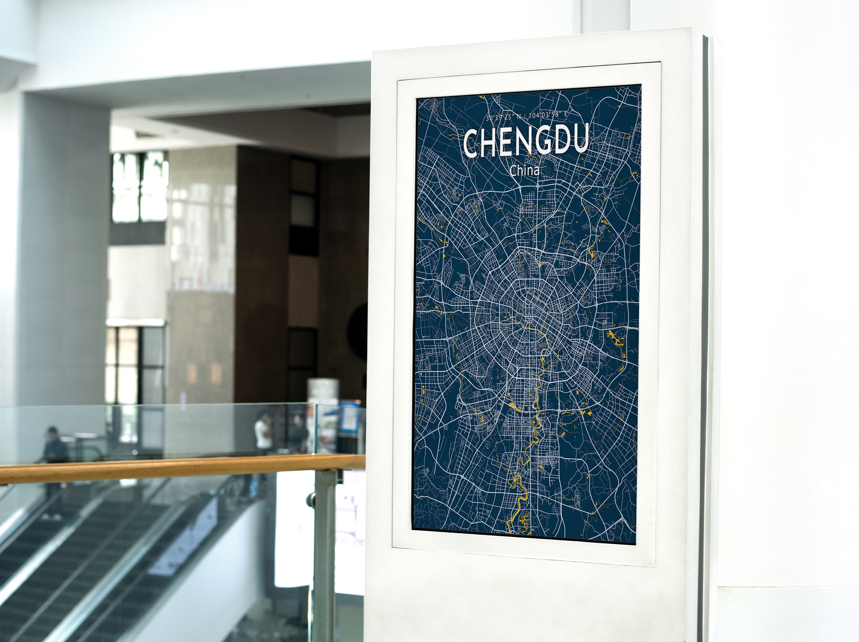 Chengdu Blue Map Poster Chengdu City Modern Map Print - Etsy