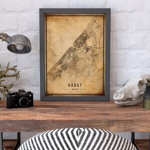 Rabat Vintage Map Poster, Rabat Old Map, Grunge Rabat Map, Rabat Old ...