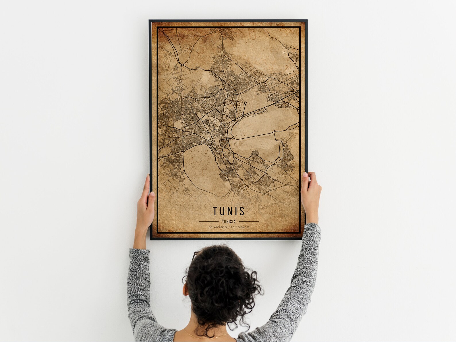 Tunis Vintage Map Poster Tunis Old Map Grunge Tunis Map - Etsy