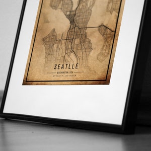 Seattle Vintage Map Poster, Seattle Old Map, Grunge Seattle Map ...