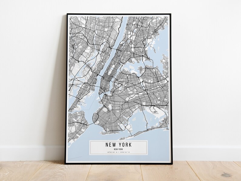 New York Map New York Map Poster New York Classic Map - Etsy