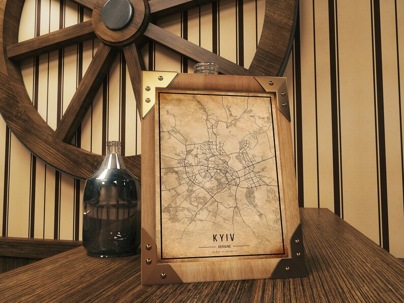 Kyiv Vintage Map Poster Kyiv Old Map Grunge Kyiv Map Old | Etsy