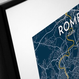 Rome Blue Map Poster, Rome City Blue Map Poster, Rome City Sign, Italy ...