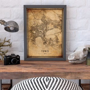 Tunis Vintage Map Poster, Tunis Old Map, Grunge Tunis Map, Tunis Old ...
