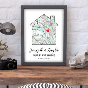 Personalized Home Map Print, First Home Gift, Housewarming Gift - Etsy