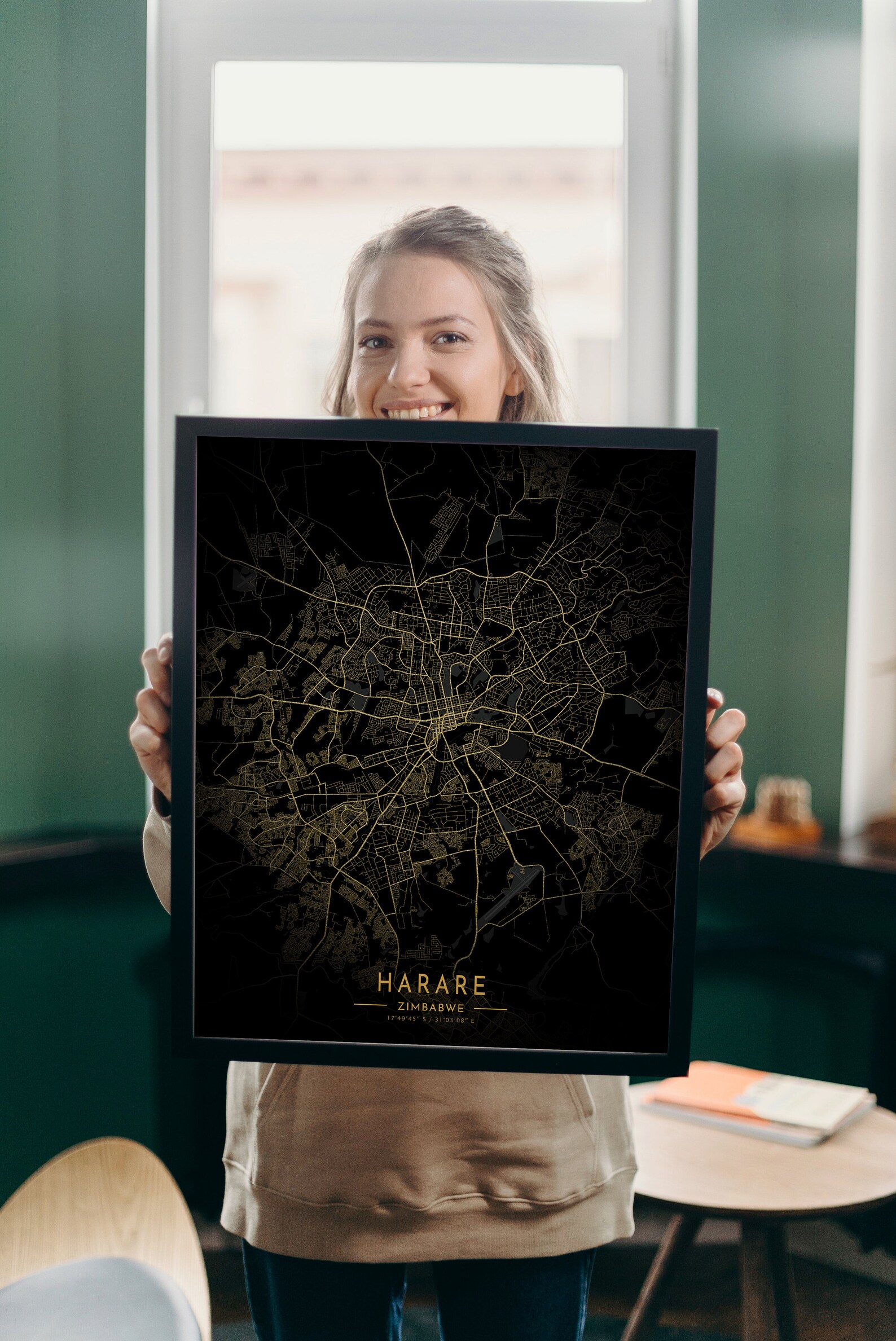 Harare Gold Map Poster Harare City Poster Harare Map | Etsy