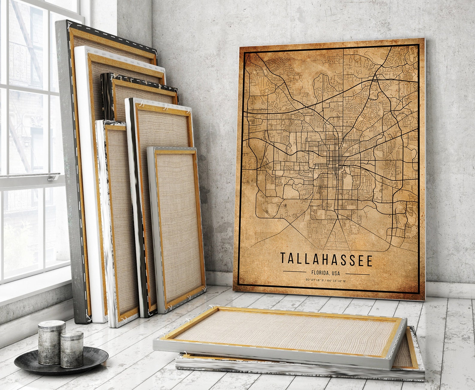Tallahassee Vintage Map Poster Tallahassee Old Map Grunge | Etsy