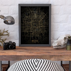 Beijing Map Poster, Beijing Gold Map Sign, Beijing City Map, Beijing ...