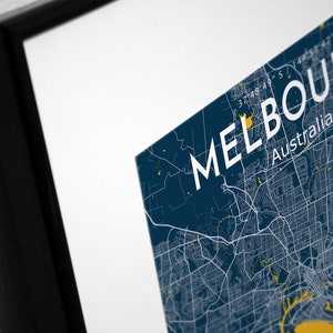Melbourne Blue Map Poster, Melbourne City Blue Map Poster, Melbourne ...