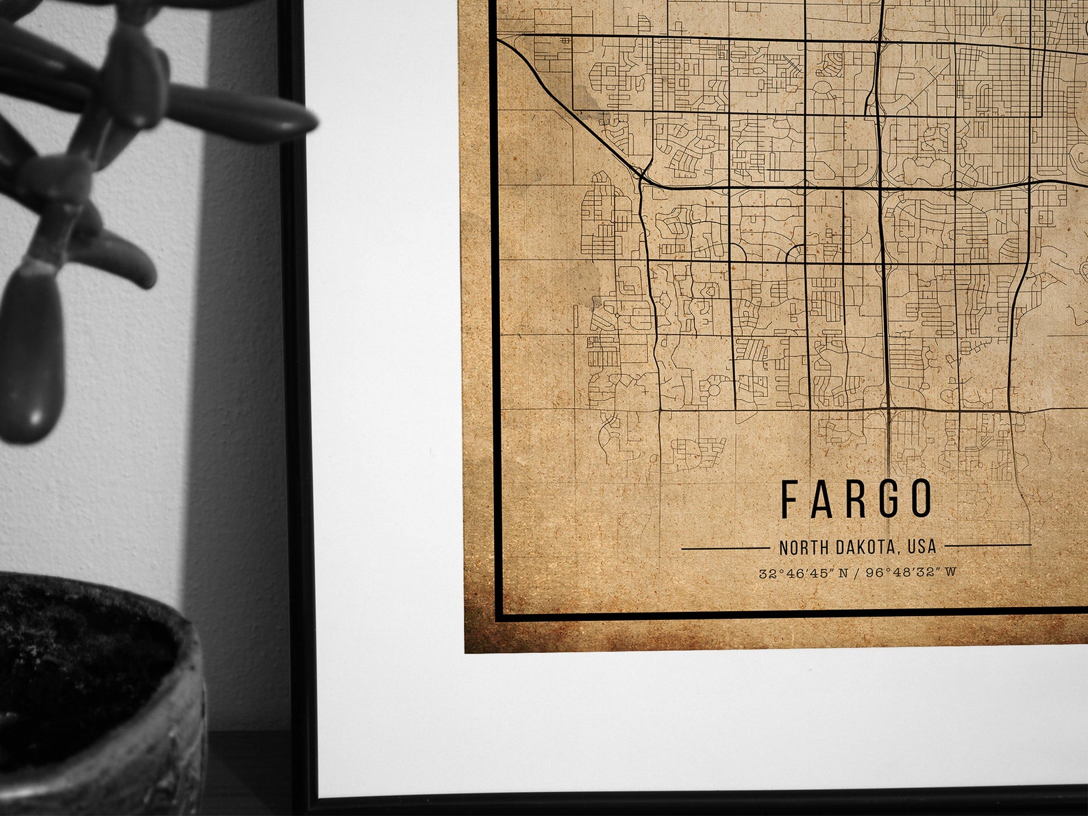 Fargo Vintage Map Poster Fargo Old Map Grunge Fargo Map - Etsy