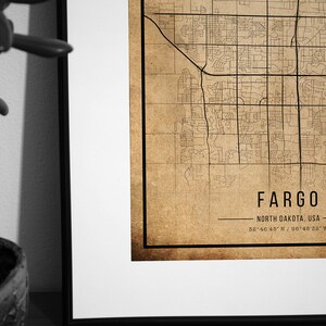 Fargo Vintage Map Poster, Fargo Old Map, Grunge Fargo Map, North Dakota ...