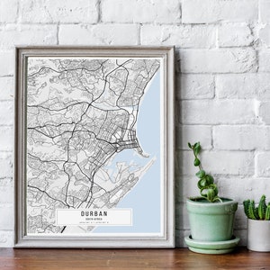 Durban Map Poster, Durban City Map Poster, Durban City Sign, South ...