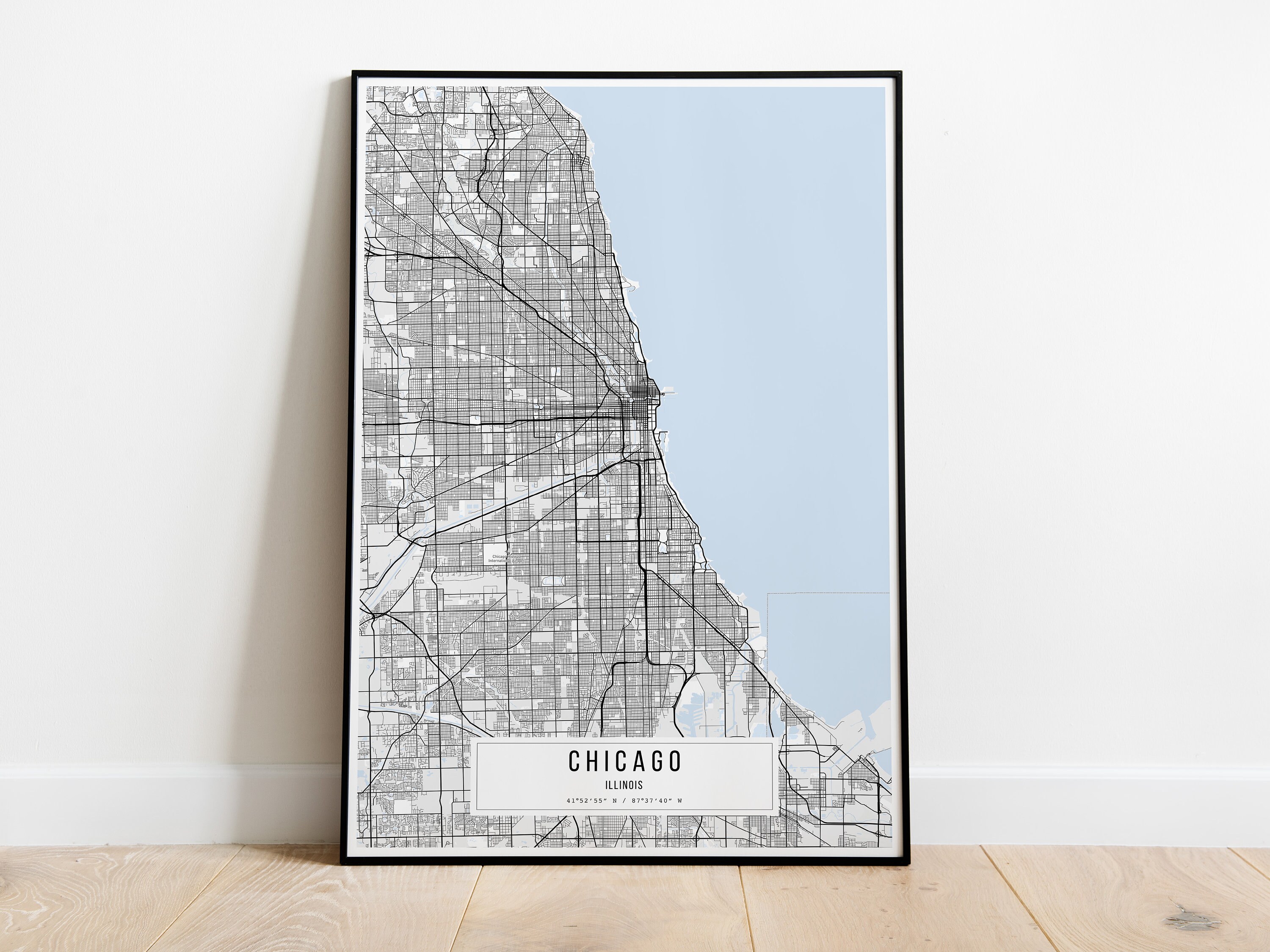 Chicago Map Poster Chicago City White Map Poster Chicago | Etsy