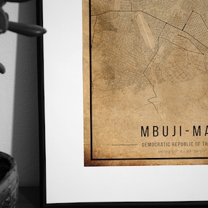 Mbuji-Mayi Vintage Map Poster Mbuji-Mayi Old Map Grunge | Etsy
