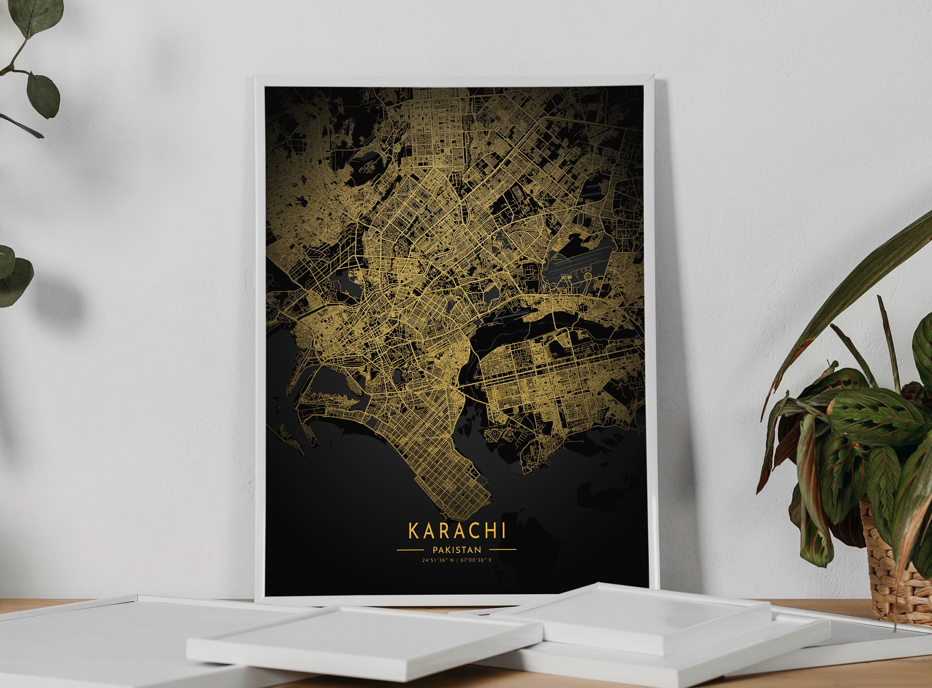 Karachi Map Poster Karachi City Gold Map Poster Karachi - Etsy