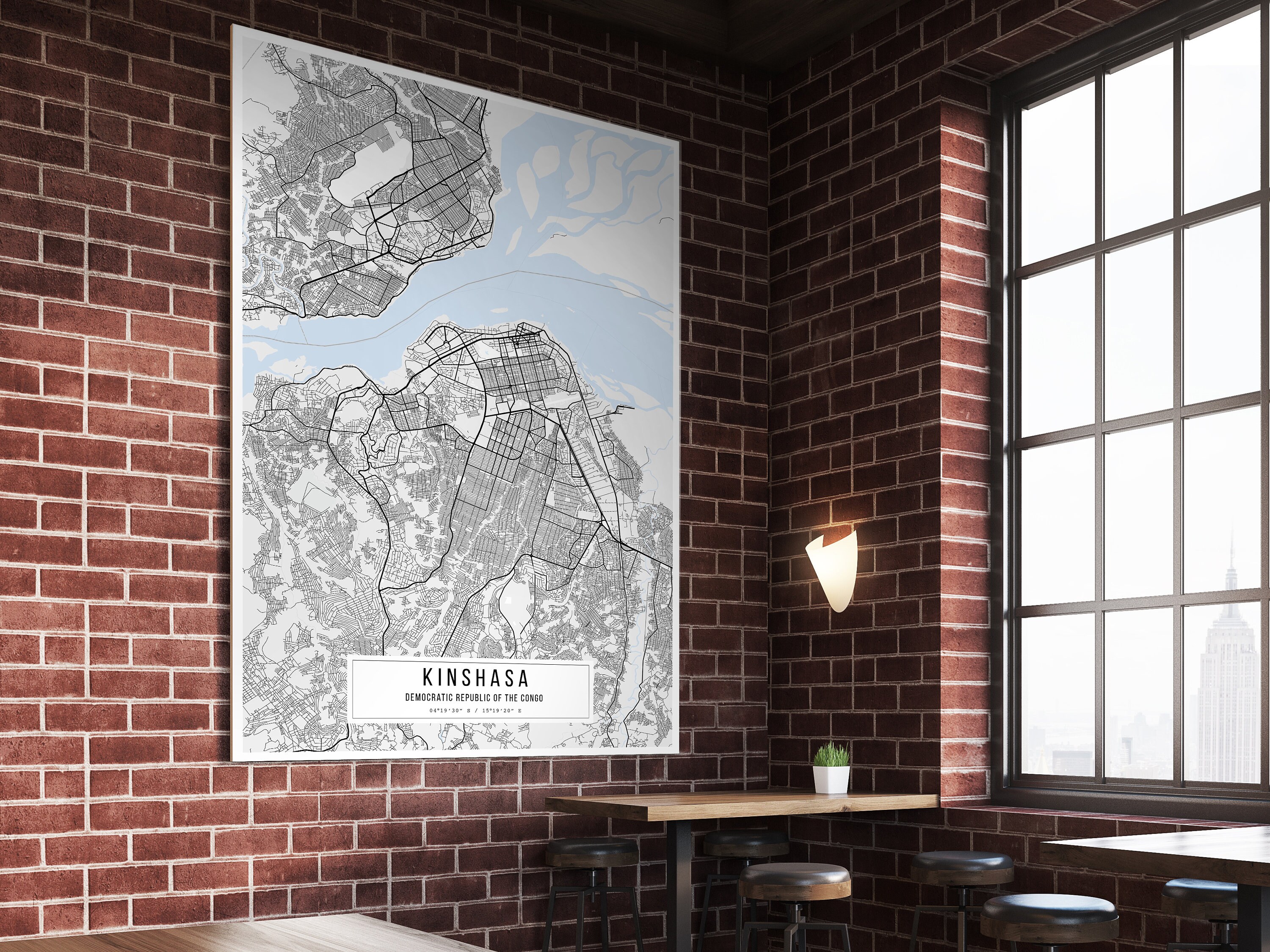 Kinshasa City Map Poster: DR Congo Hometown Art Print - Etsy