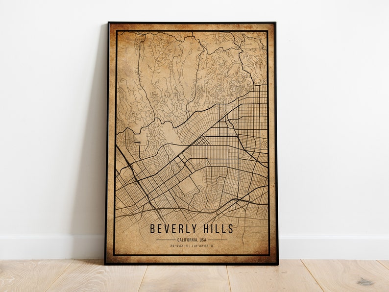 Beverly Hills Vintage Map Poster Beverly Hills Old Map - Etsy