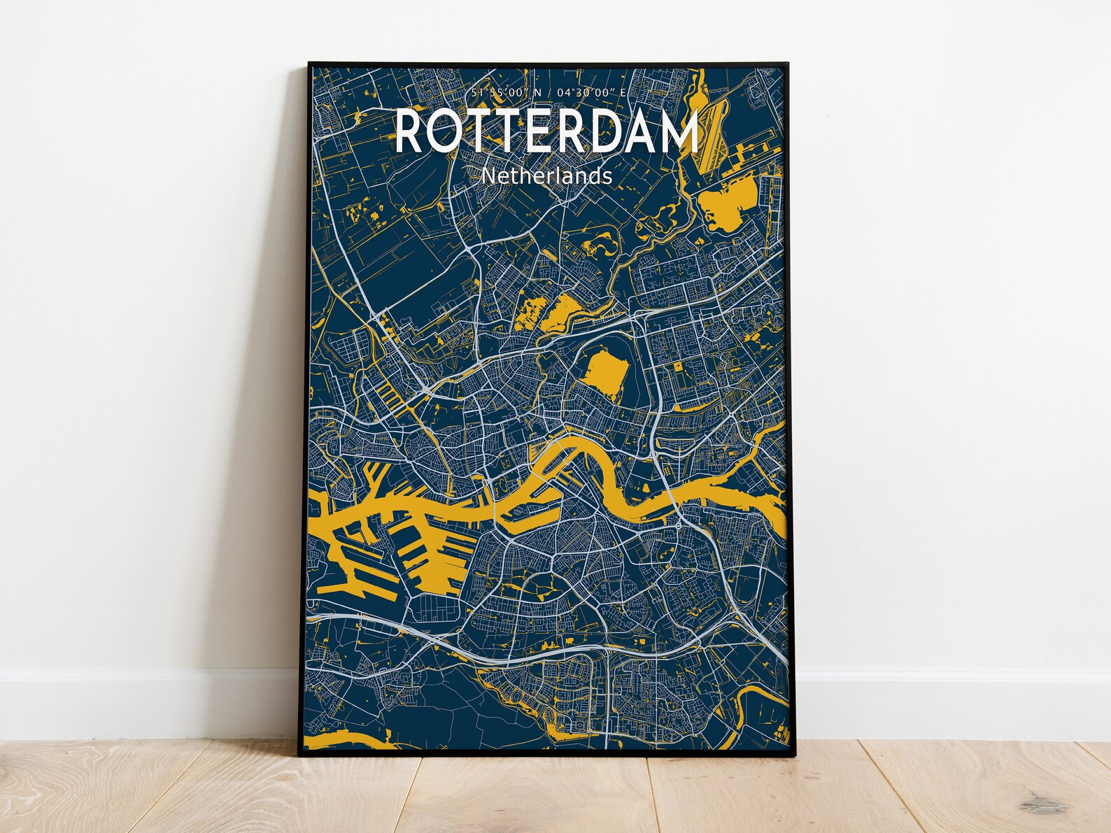 Rotterdam Blue Map Poster Rotterdam City Blue Map Poster | Etsy