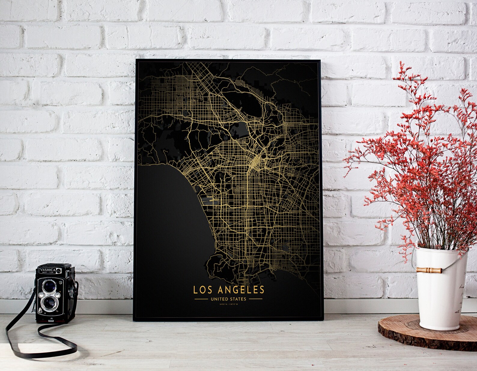 Los Angeles Map Poster Los Angeles Gold Map Poster Los - Etsy